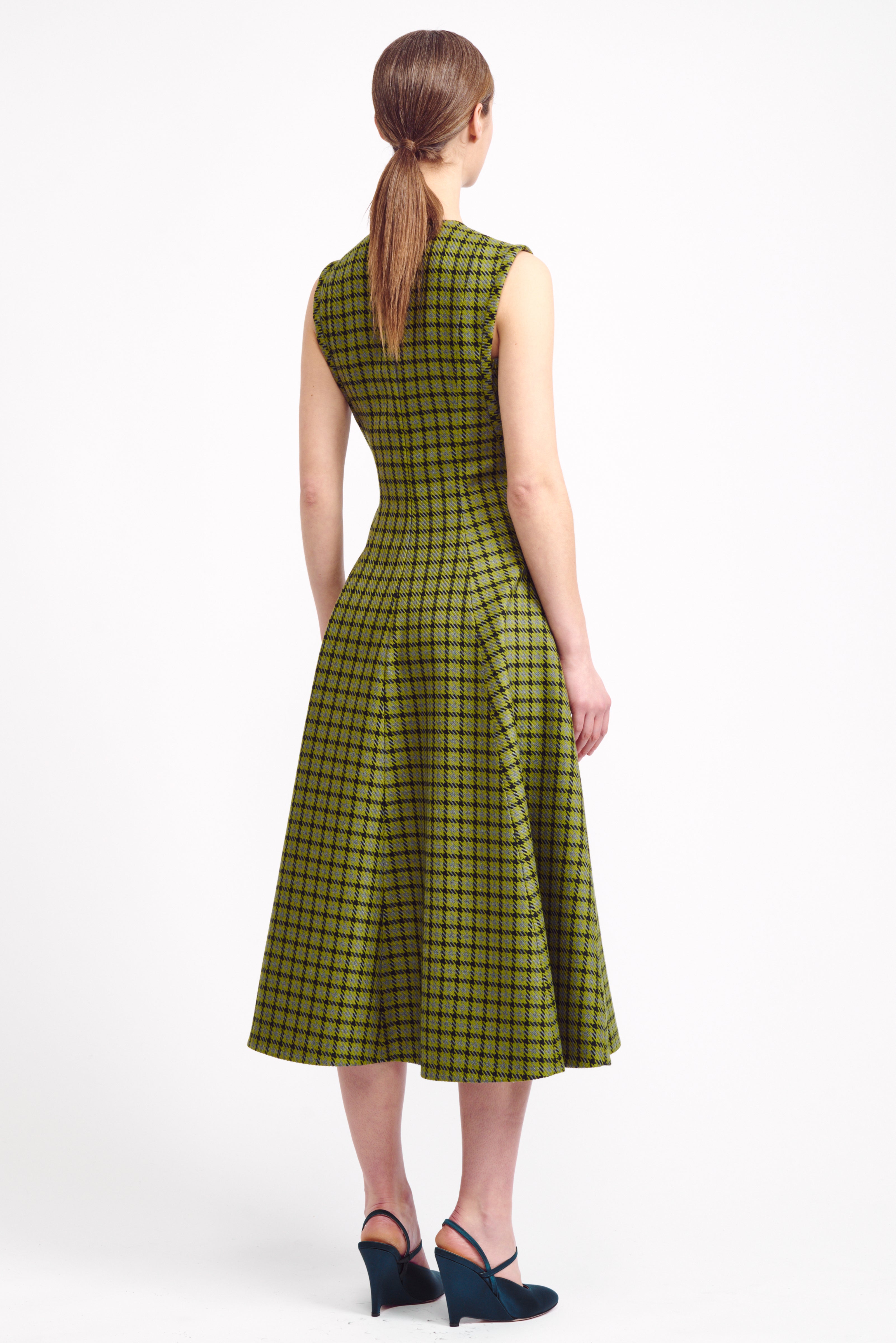 Anastasia Green Shetland Houndstooth Fit & Flare Dress | Emilia Wickstead