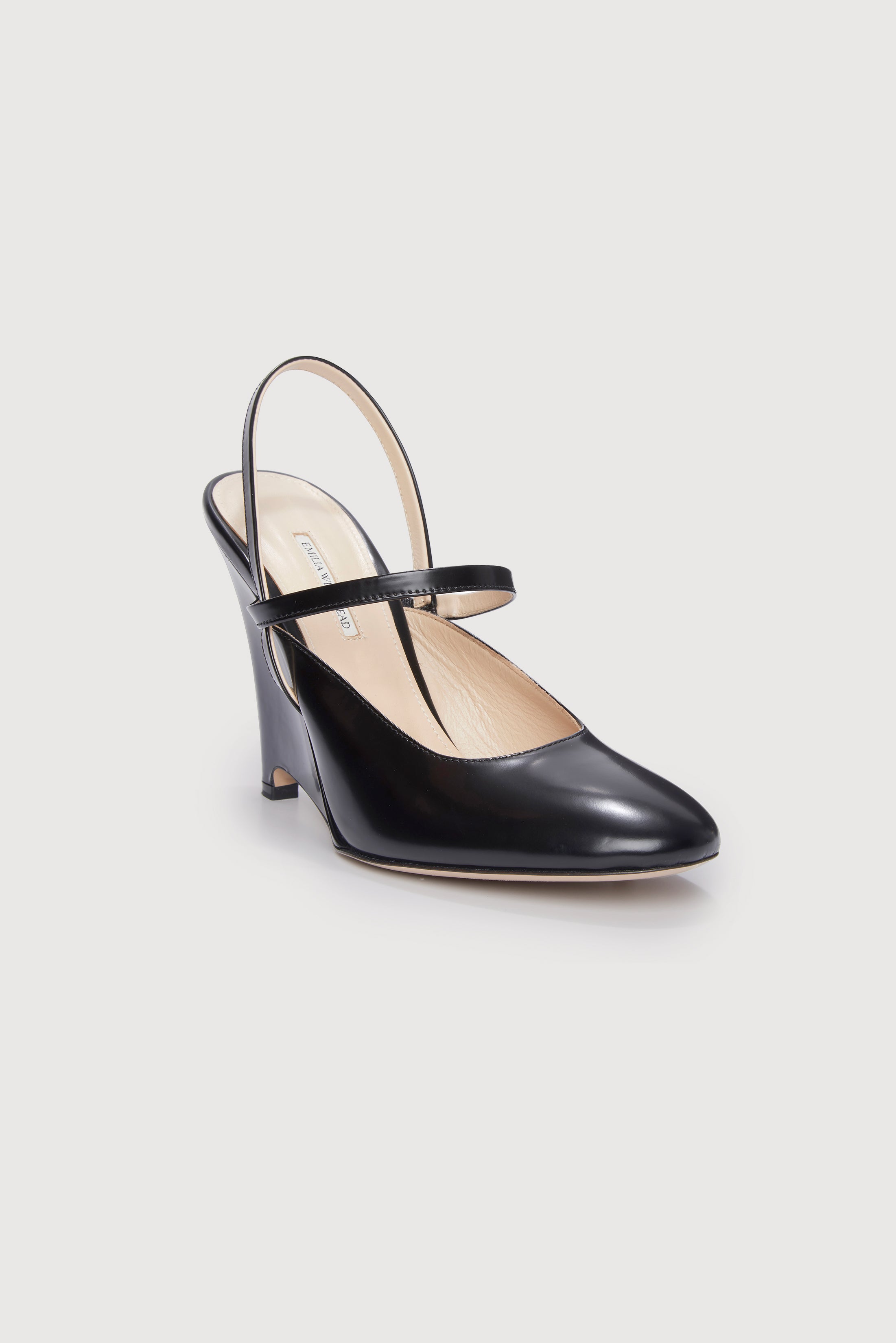 Aster Black Leather Wedge Shoes | Emilia Wickstead