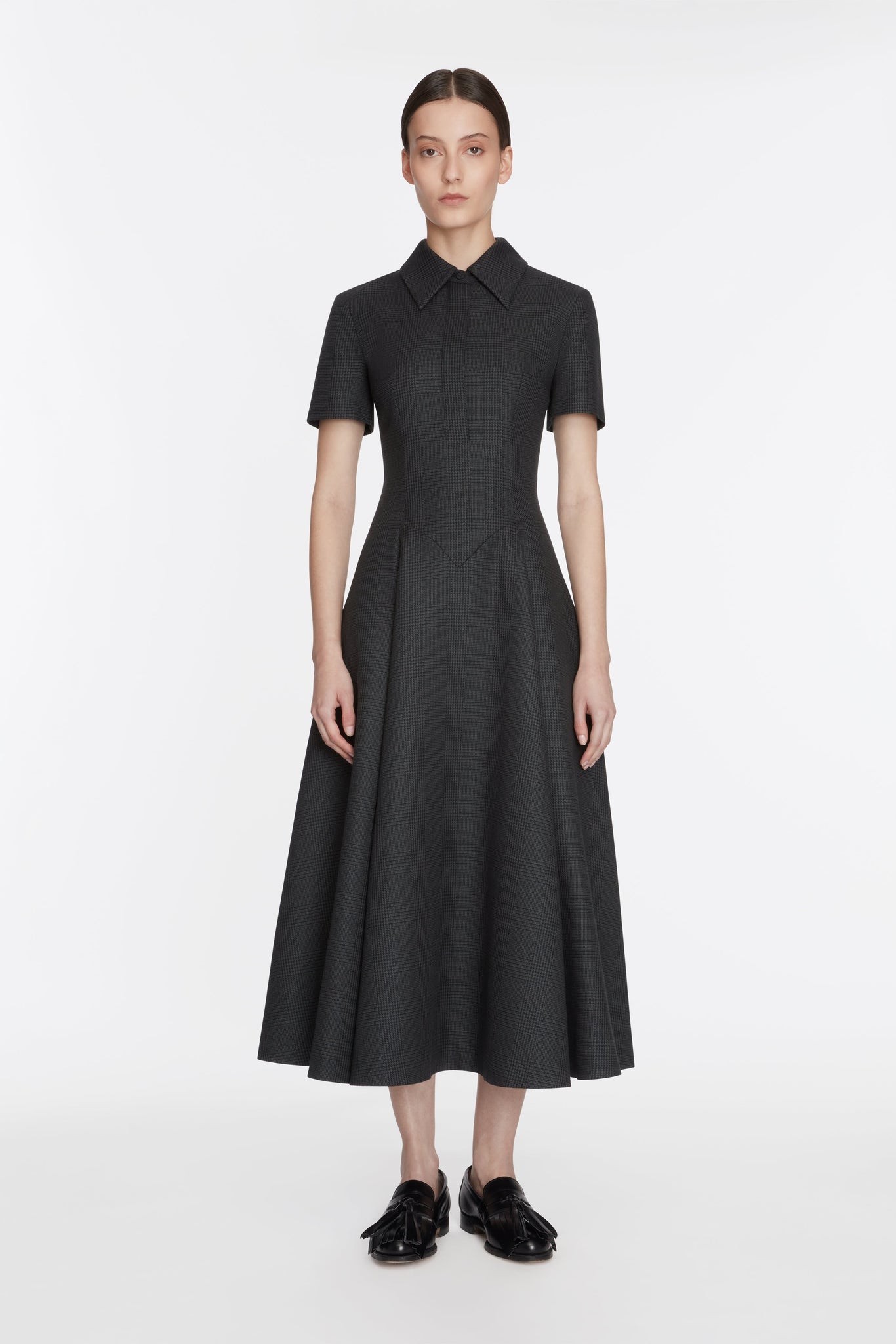 Jody Dress in Charcoal and Black Prince of Wales– Emilia Wickstead