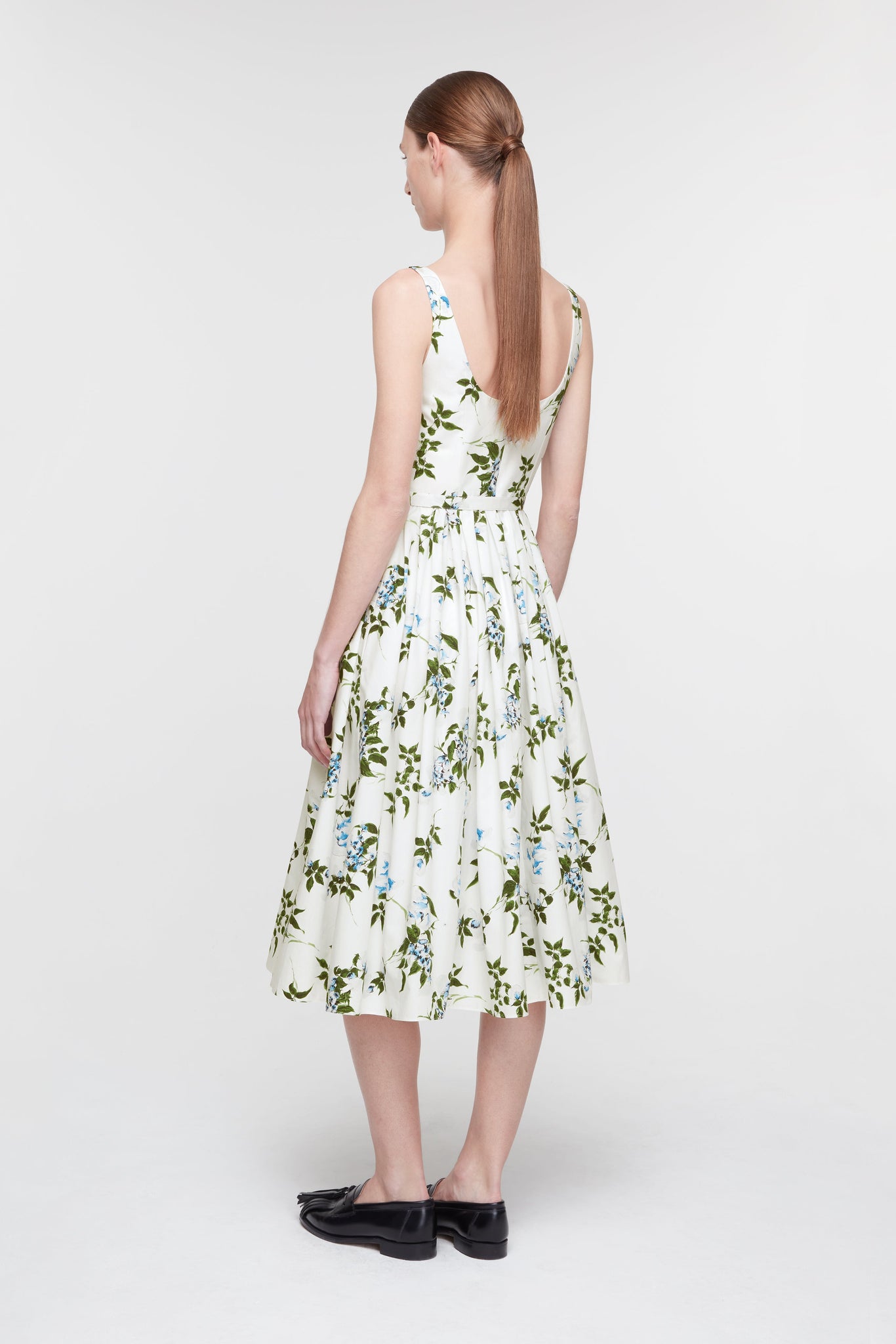 Eglantine Dress In Lilac Cherries & Lillies on White Organic Cotton ...