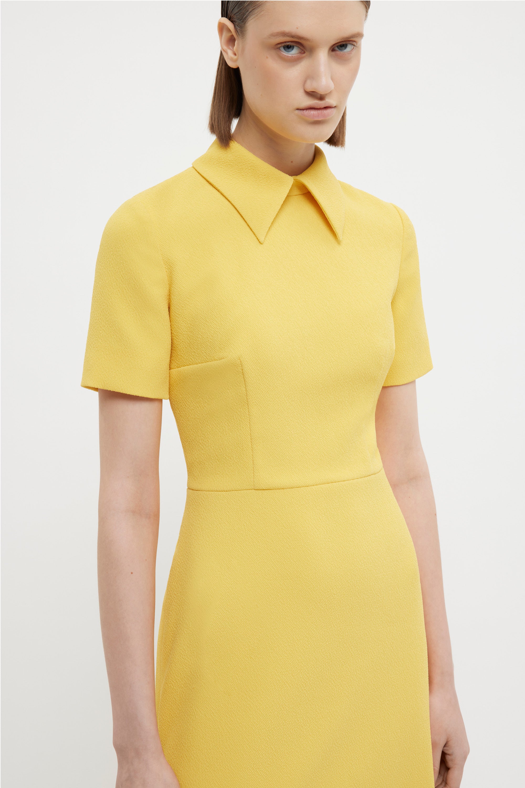 Eman Dress In Custard Yellow Double Crepe | Emilia Wickstead