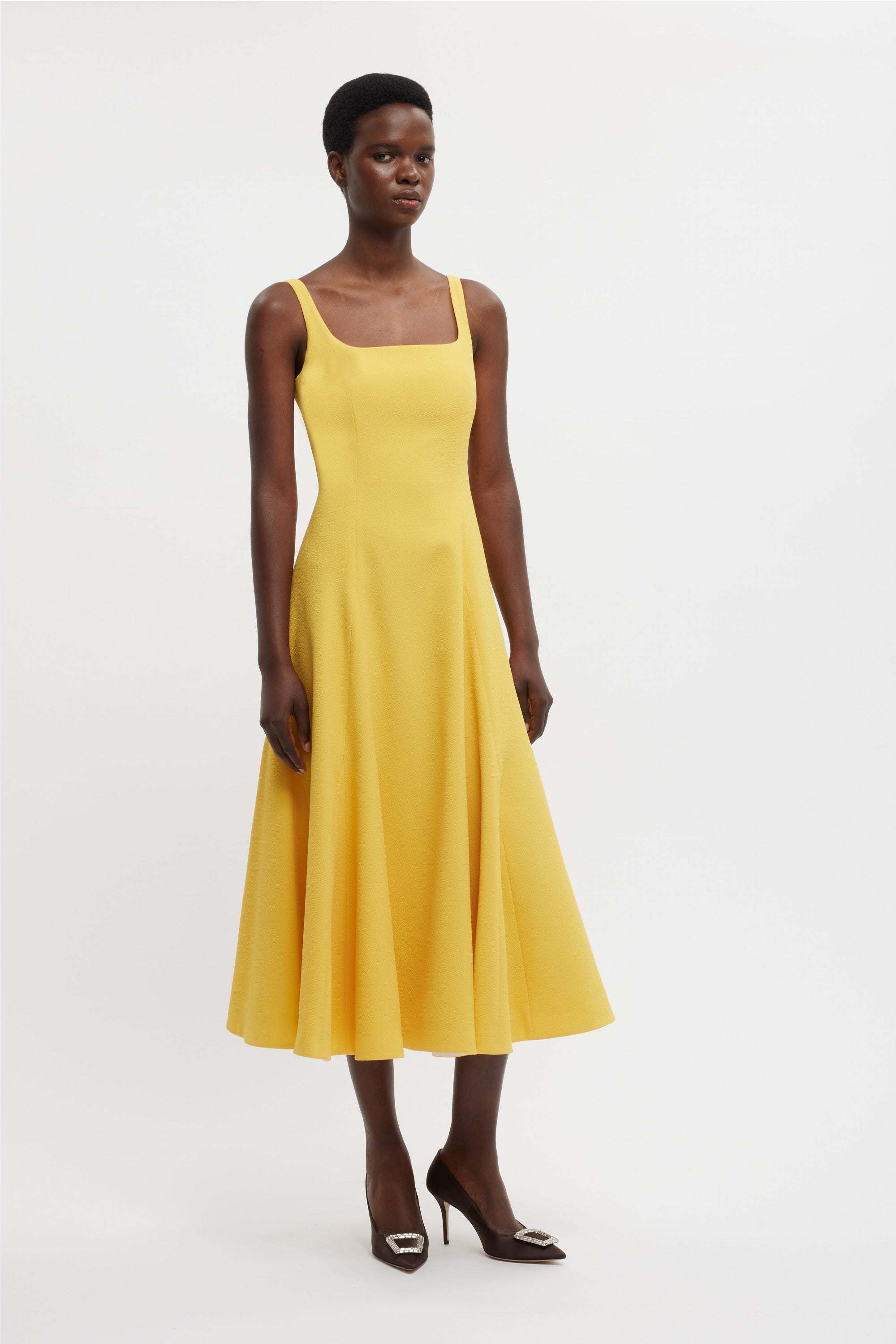 Neith Dress In Custard Yellow Double Crepe | Emilia Wickstead