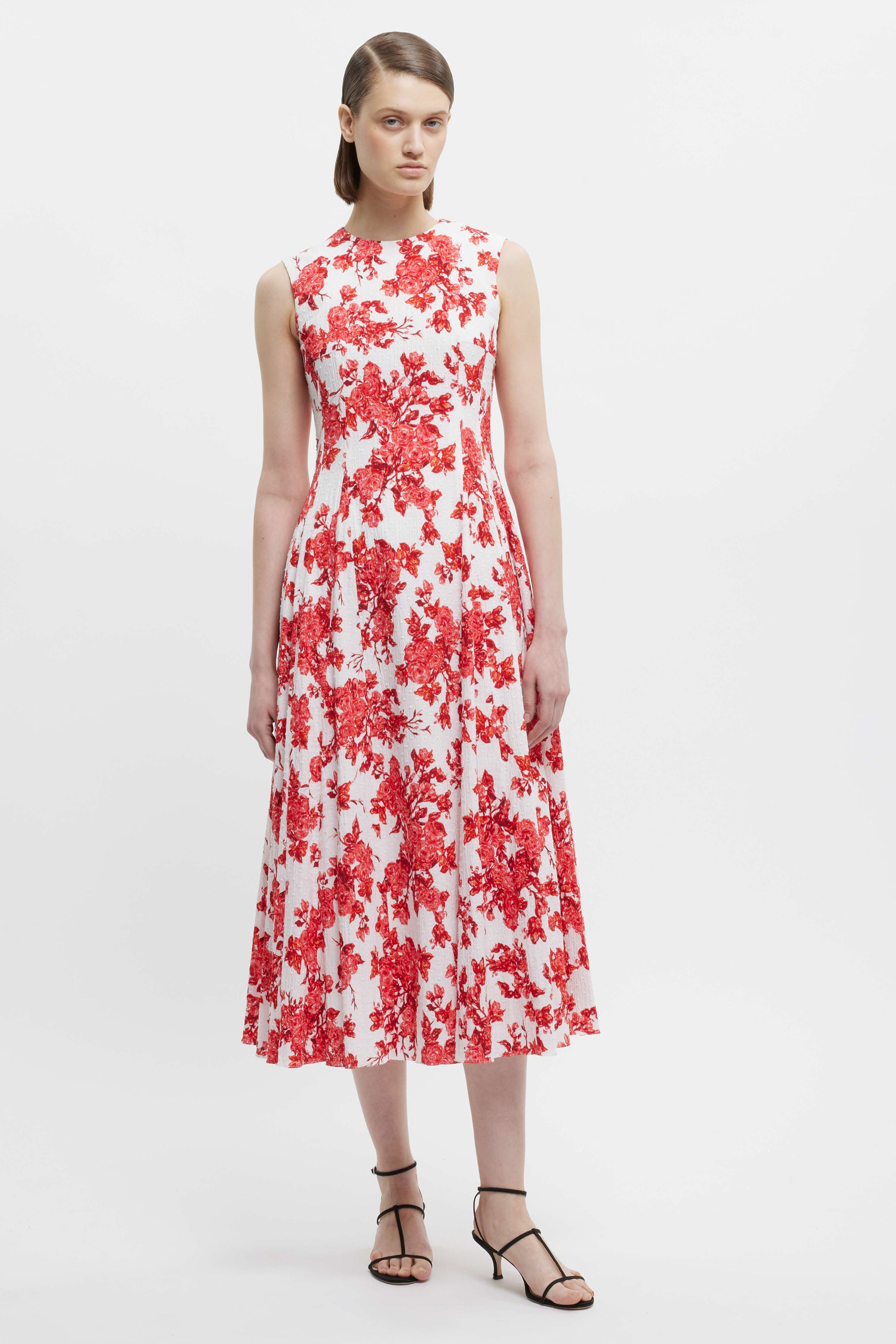 Chelsea Dress In Hot Pink Rose Floral Print Cotton | Emilia Wickstead