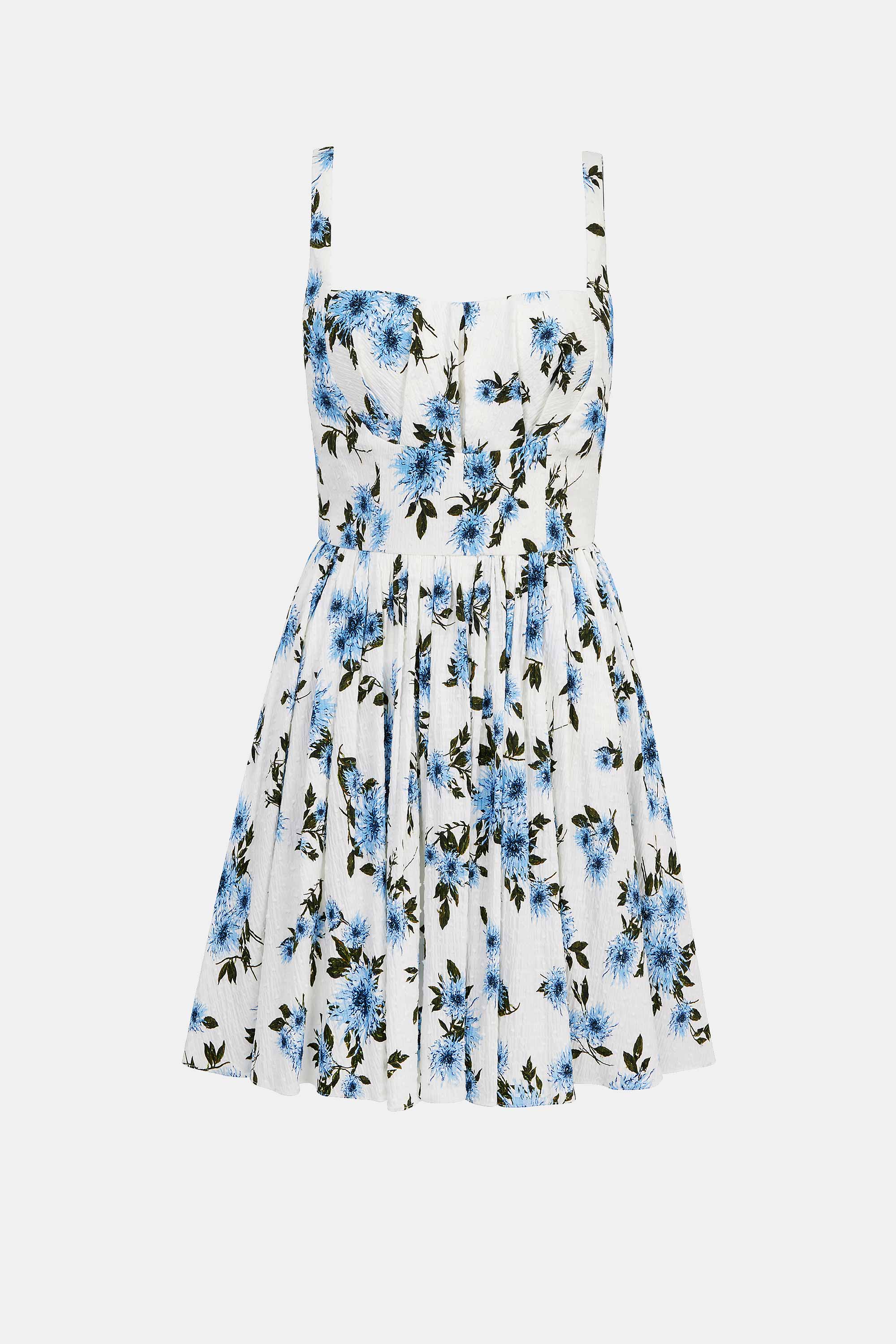 Tine Dress Blue Dahlia Floral Print Bibione Cotton | Emilia Wickstead