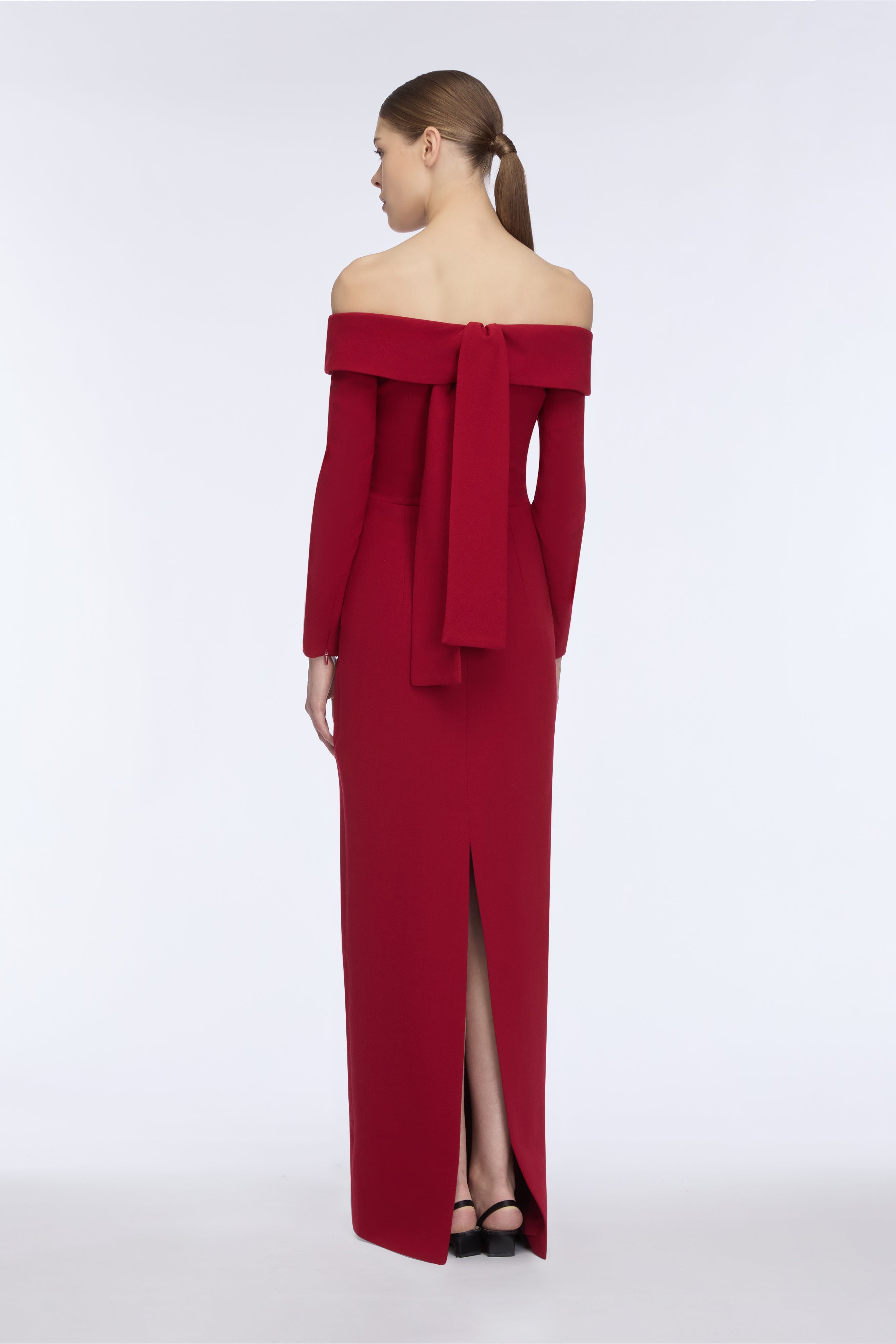 Nosrat Dress In Cherry Red Single Wool Crepe | Emilia Wickstead