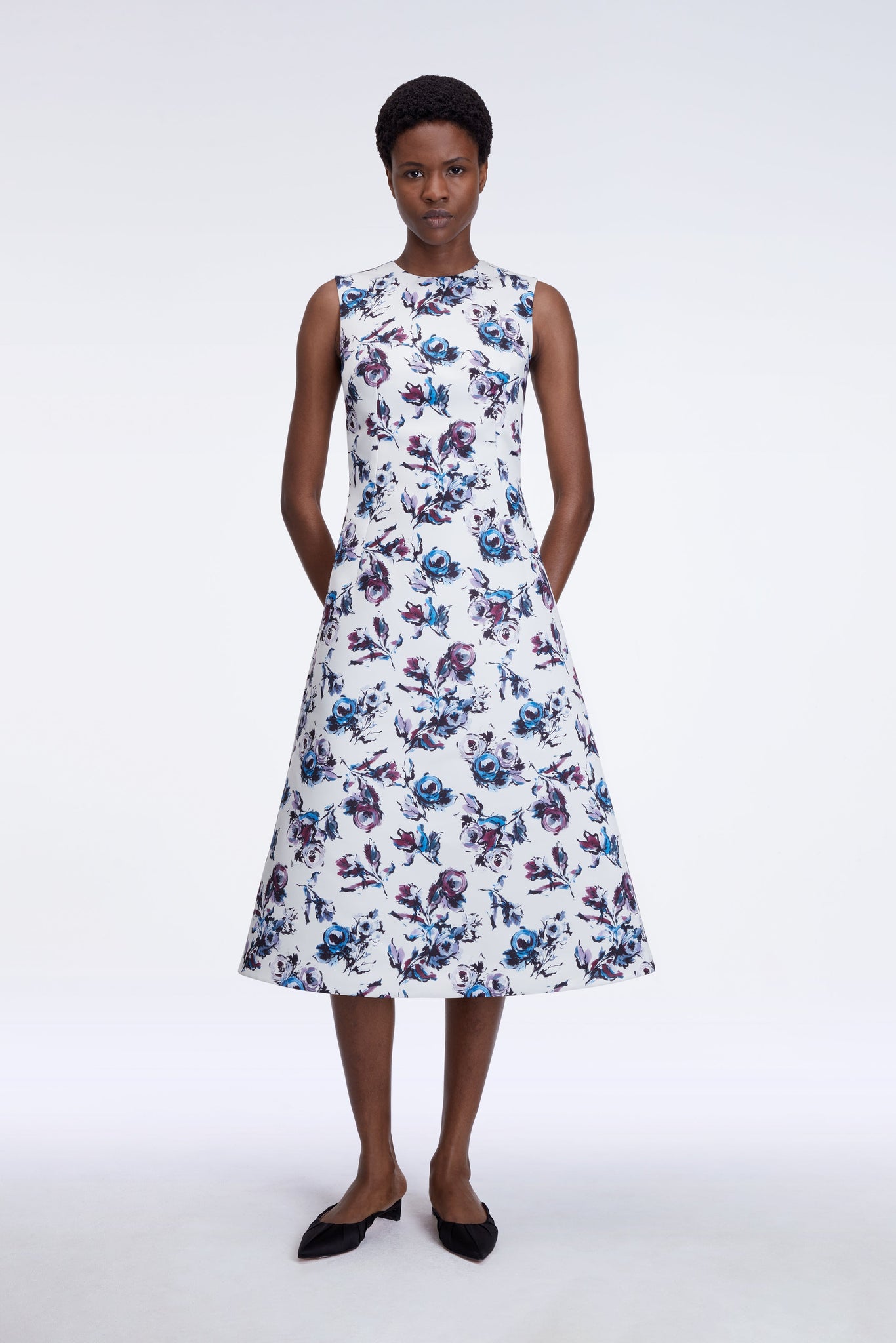 Rumi Dress In Purple & Blue Floral Print Genzianella | Emilia Wickstead