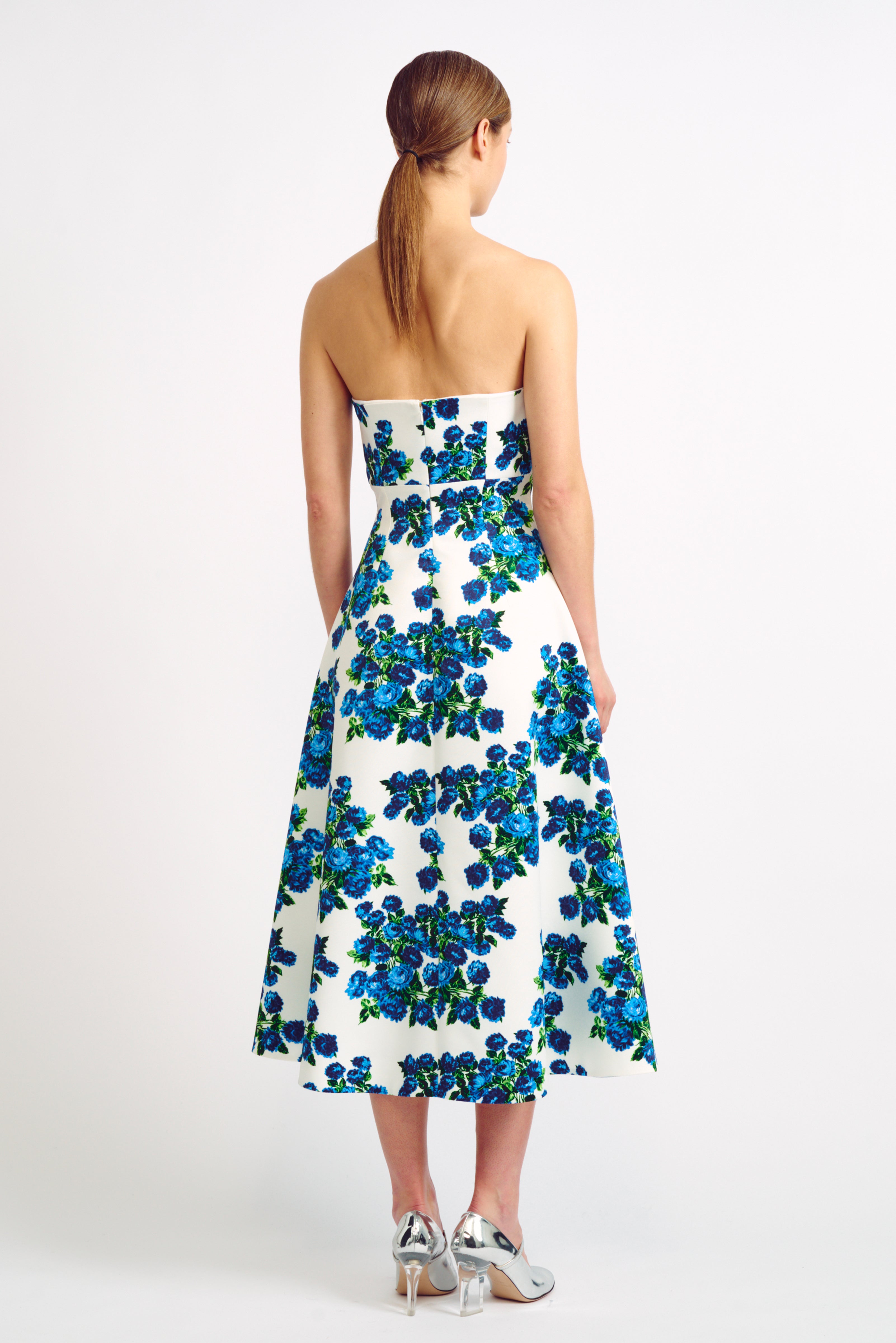 Simran Blue Floral Bouquet Strapless Dress | Emila Wickstead– Emilia ...