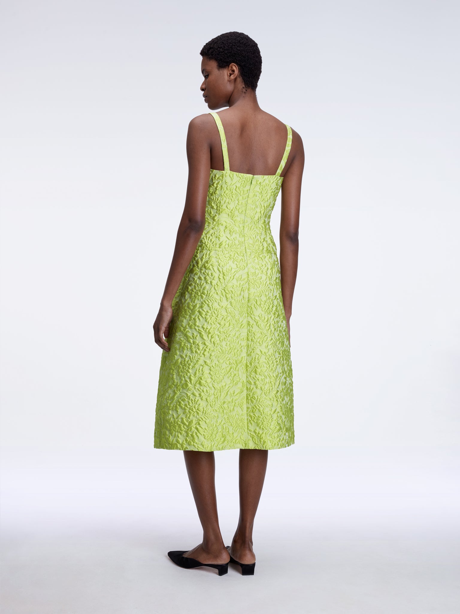 Emersyn Dress In Lime Green Embossed Cloque | Emilia Wickstead