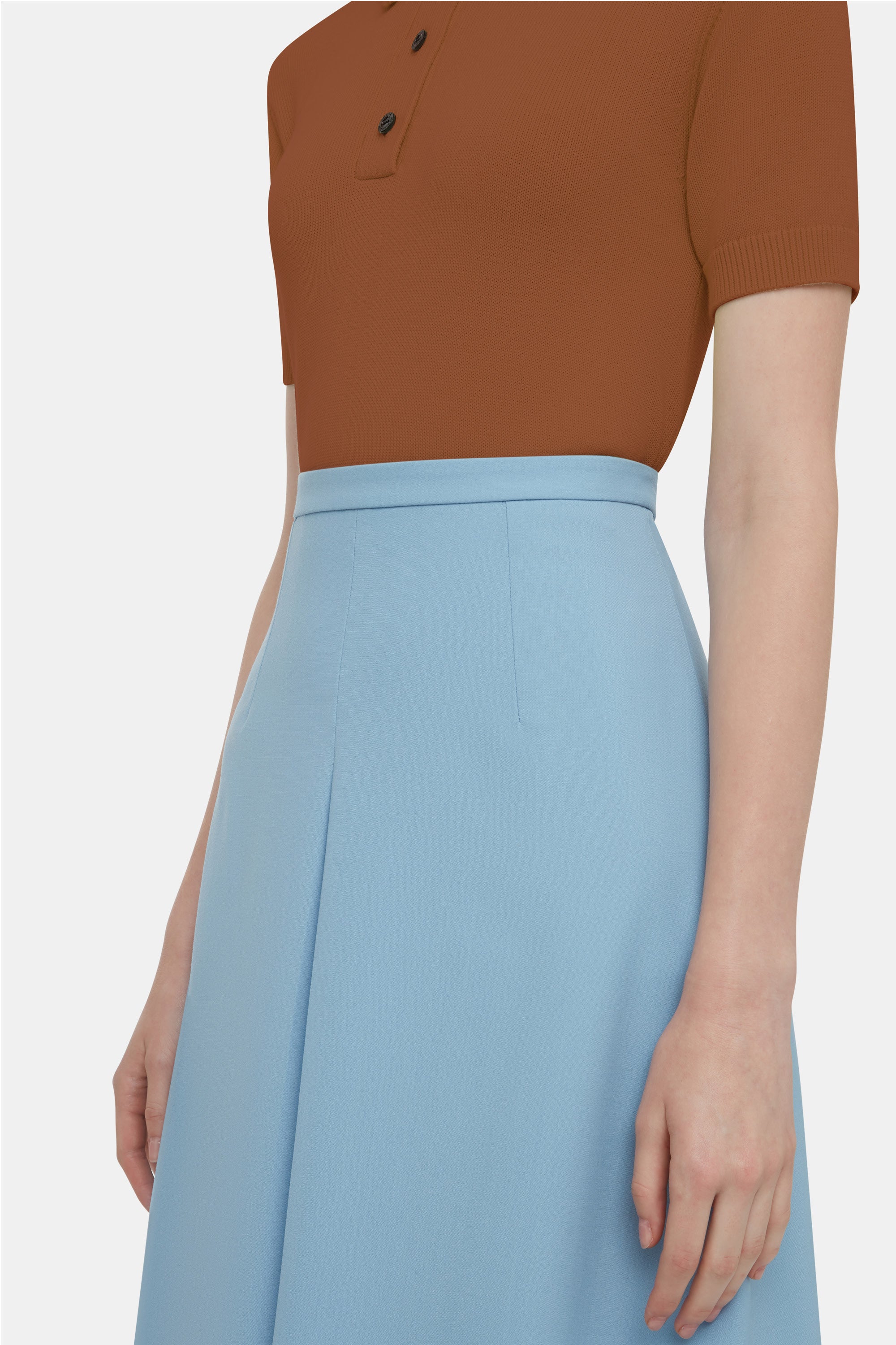 Sato Skirt In Duck Egg Blue Summer Wool | Emilia Wickstead
