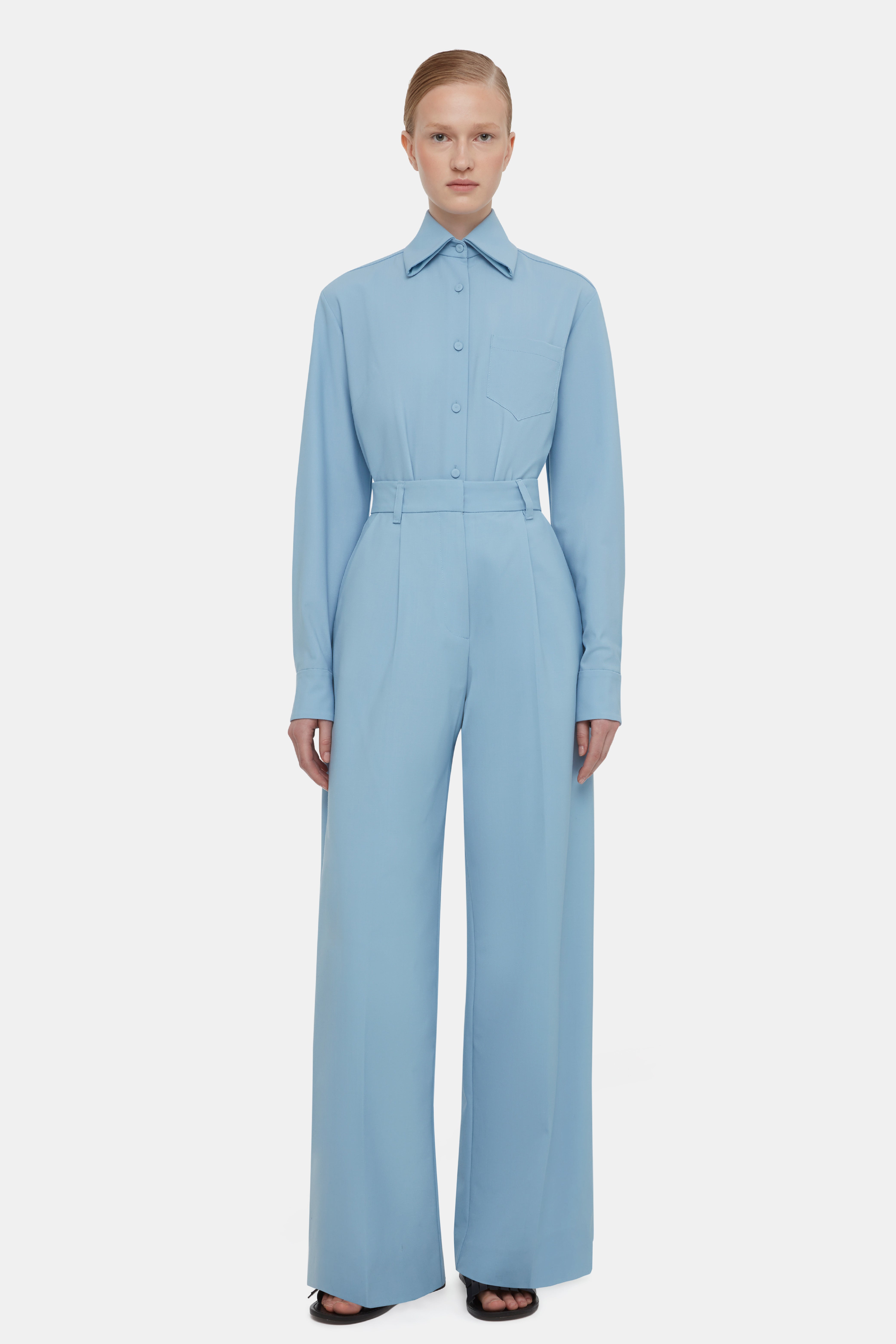 Audrey Trousers In Duck Egg Blue Summer Wool– Emilia Wickstead