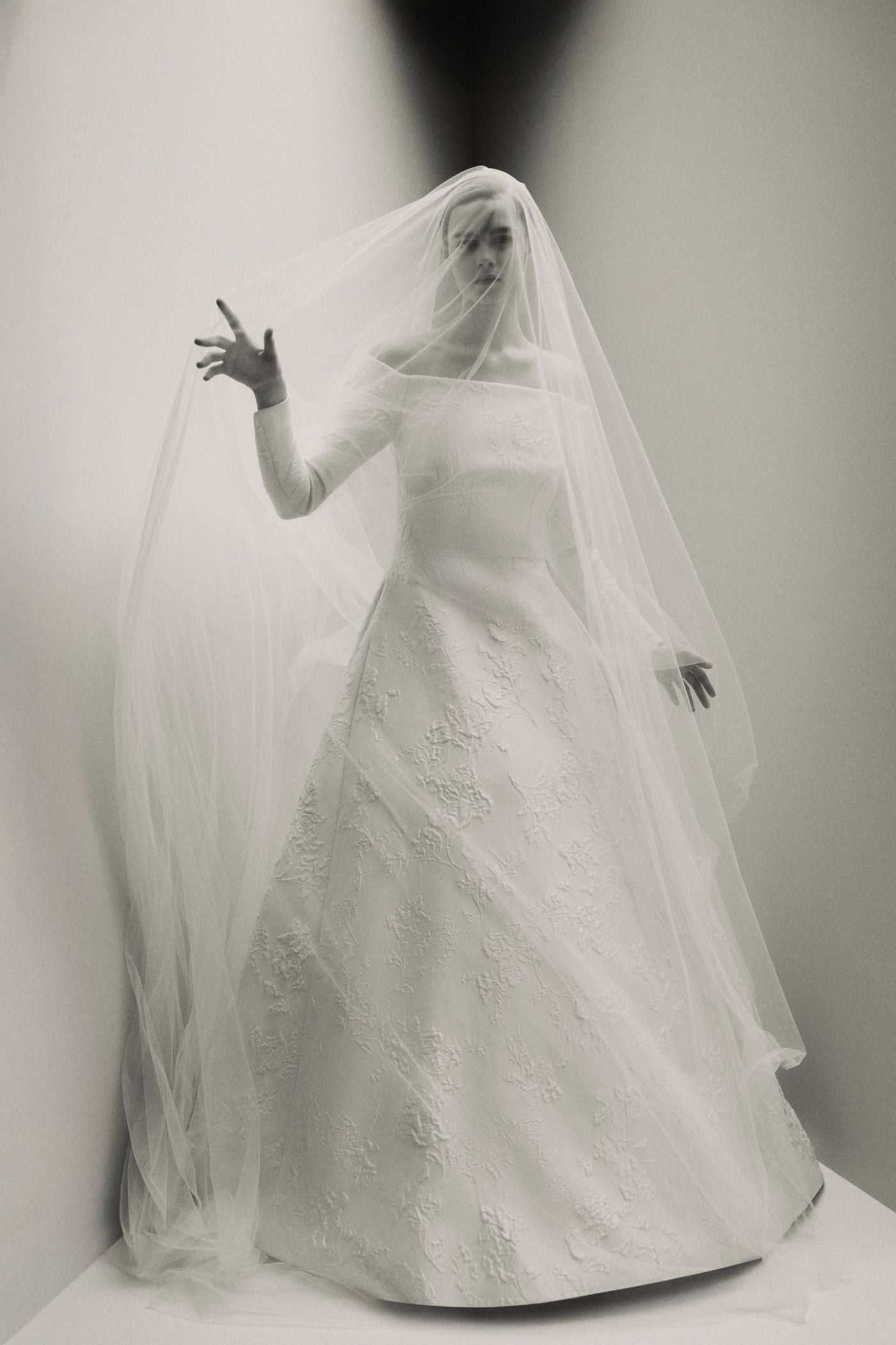 Luisa Bridal Dress in Rose Jacquard with Pleione Veil | Emilia Wickstead