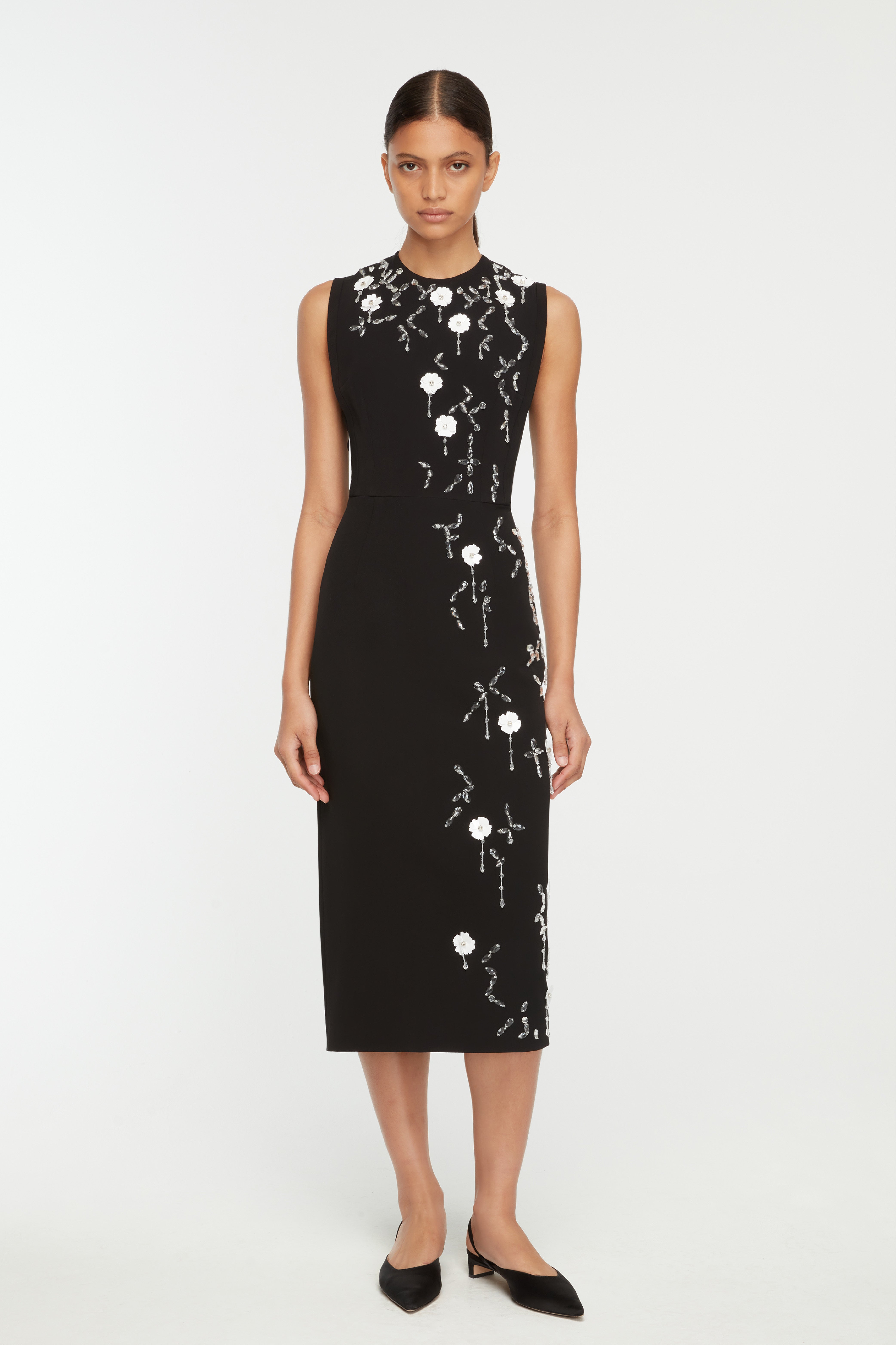 Cappia Embellished Dress In Black Summer Wool | Emilia Wickstead