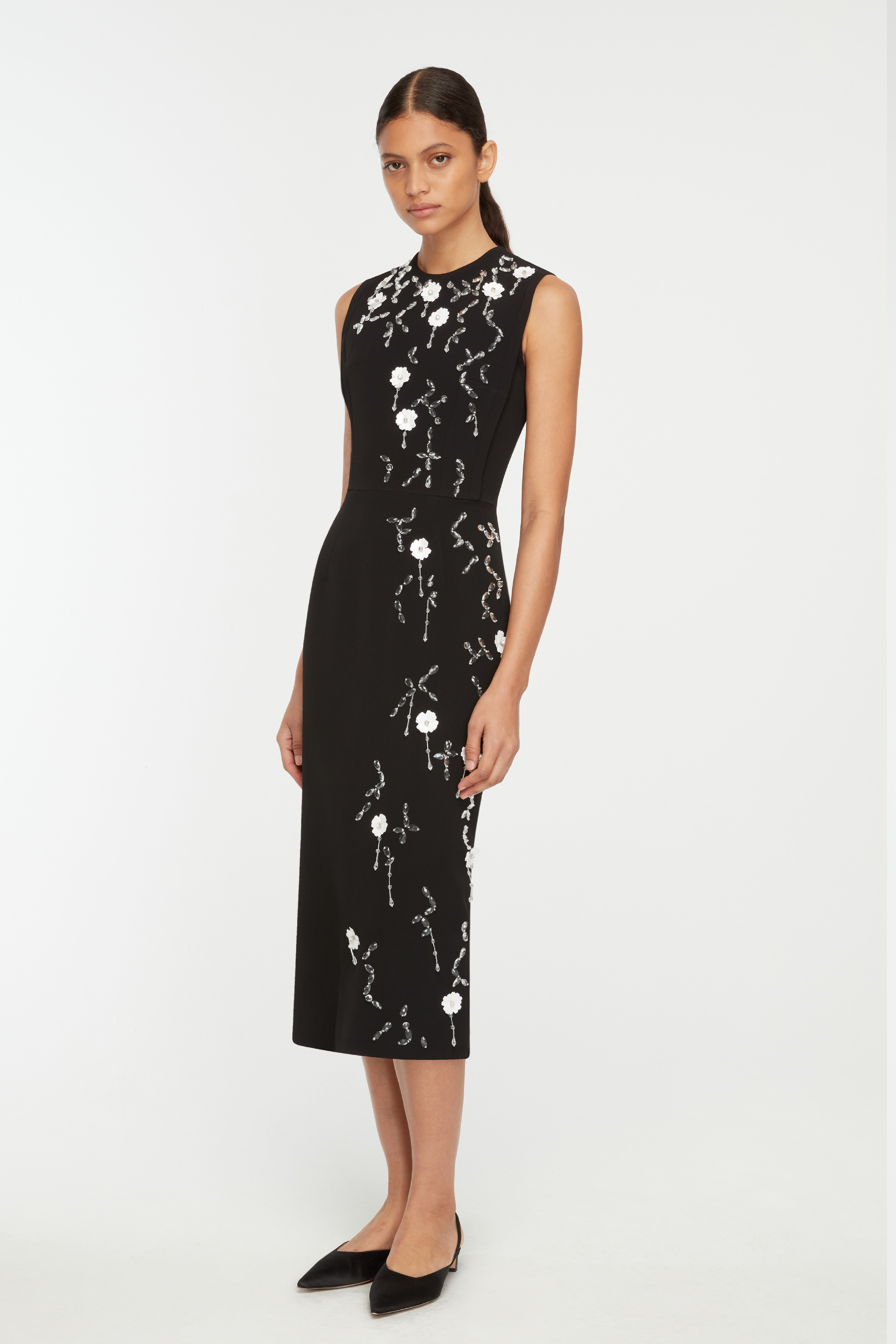 Cappia Embellished Dress In Black Summer Wool | Emilia Wickstead