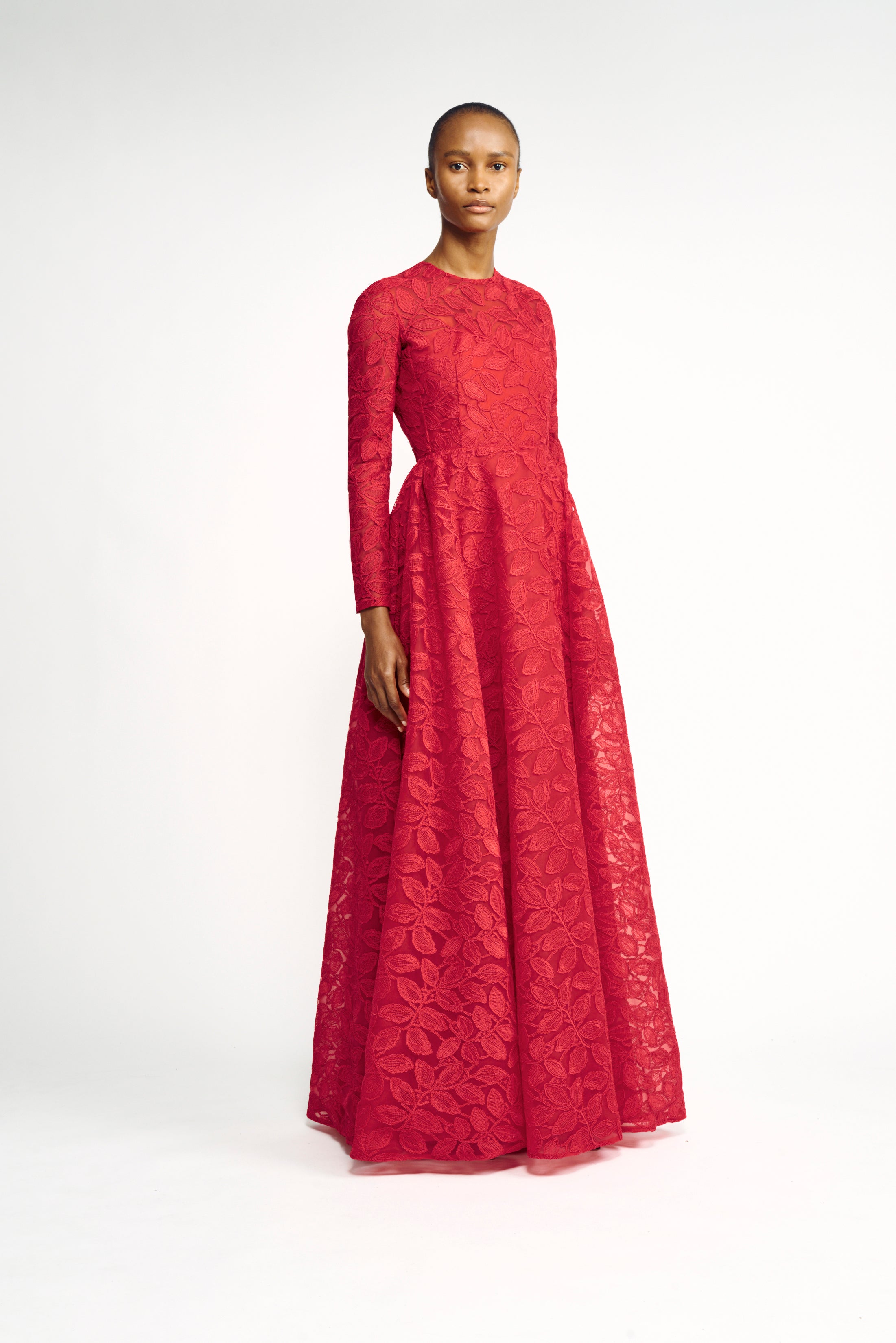 Annette Dress | Red Lace Long Sleeved Evening Dress | Emilia Wickstead