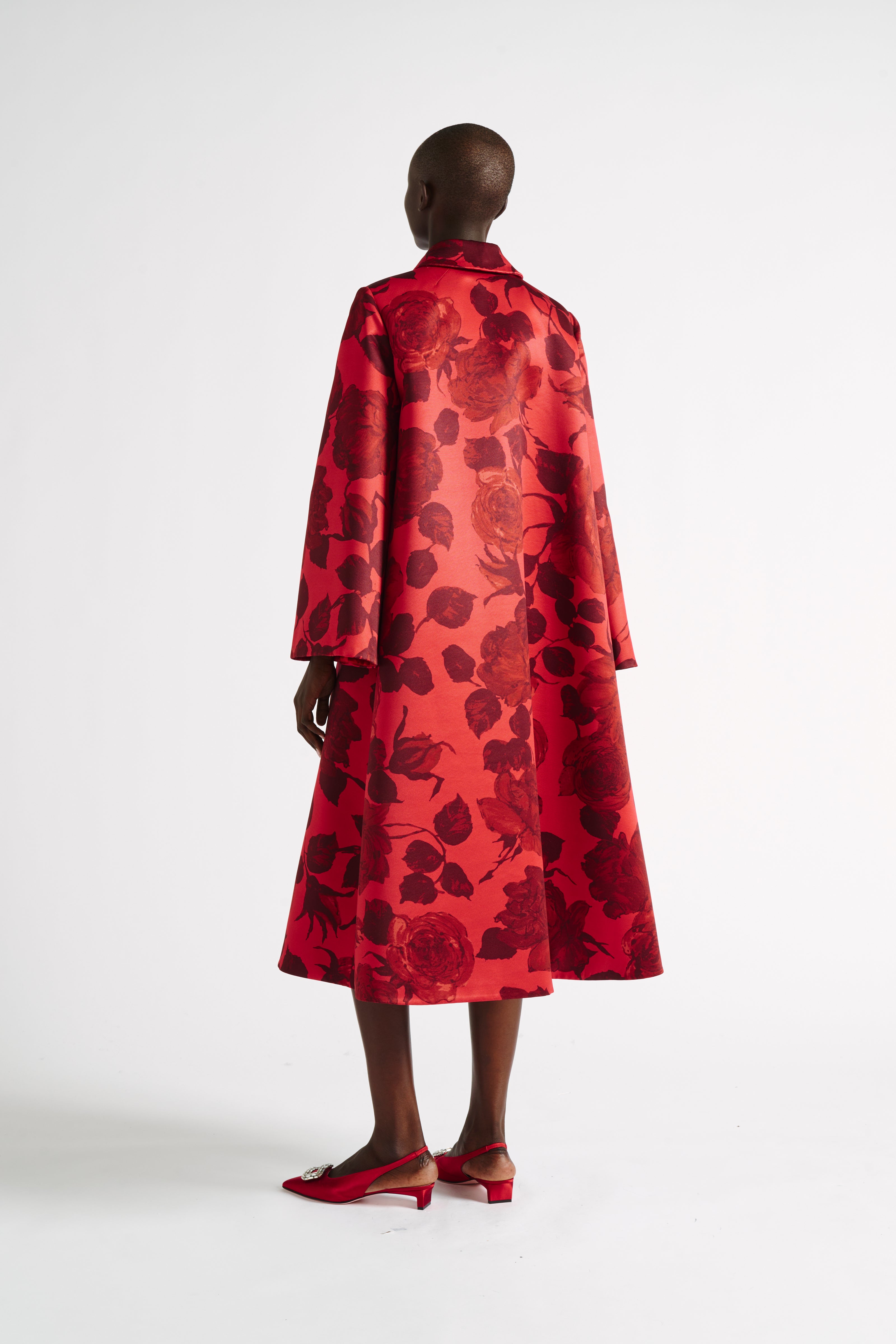 Ellis Coat | Red Rose Printed Coat Dress | Emilia Wickstead