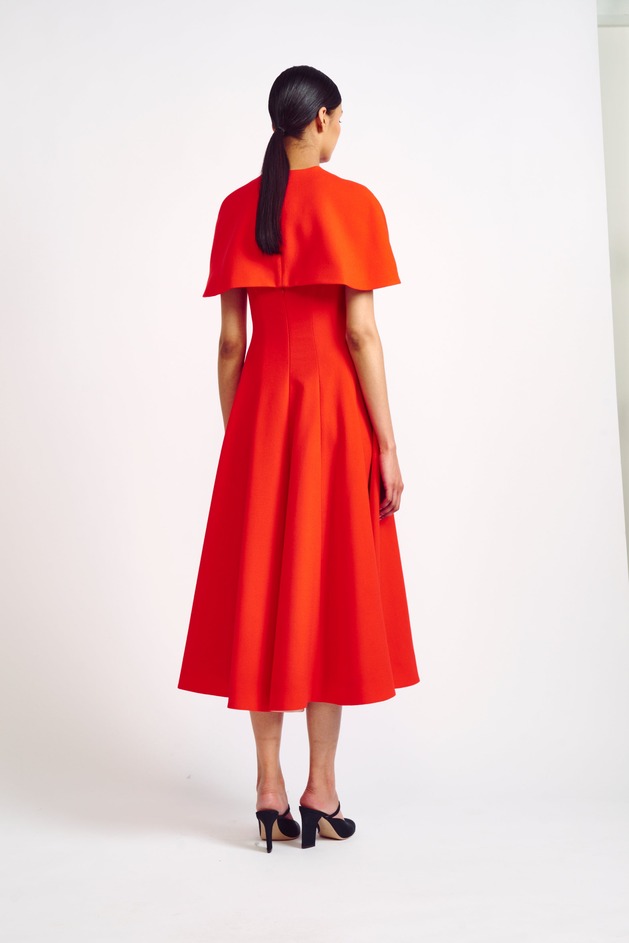 Domie Coral Single Wool Crepe Capelet | Emilia Wickstead