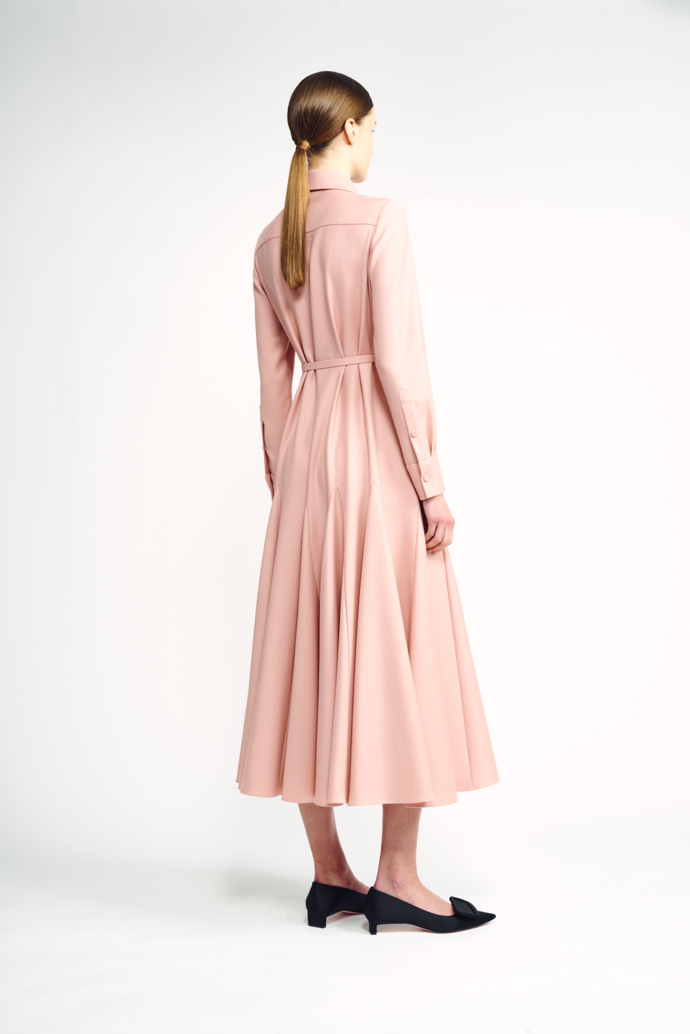 Marione Dress | Pink Long Sleeve Fit-and-Flare Short Dress | Emilia ...