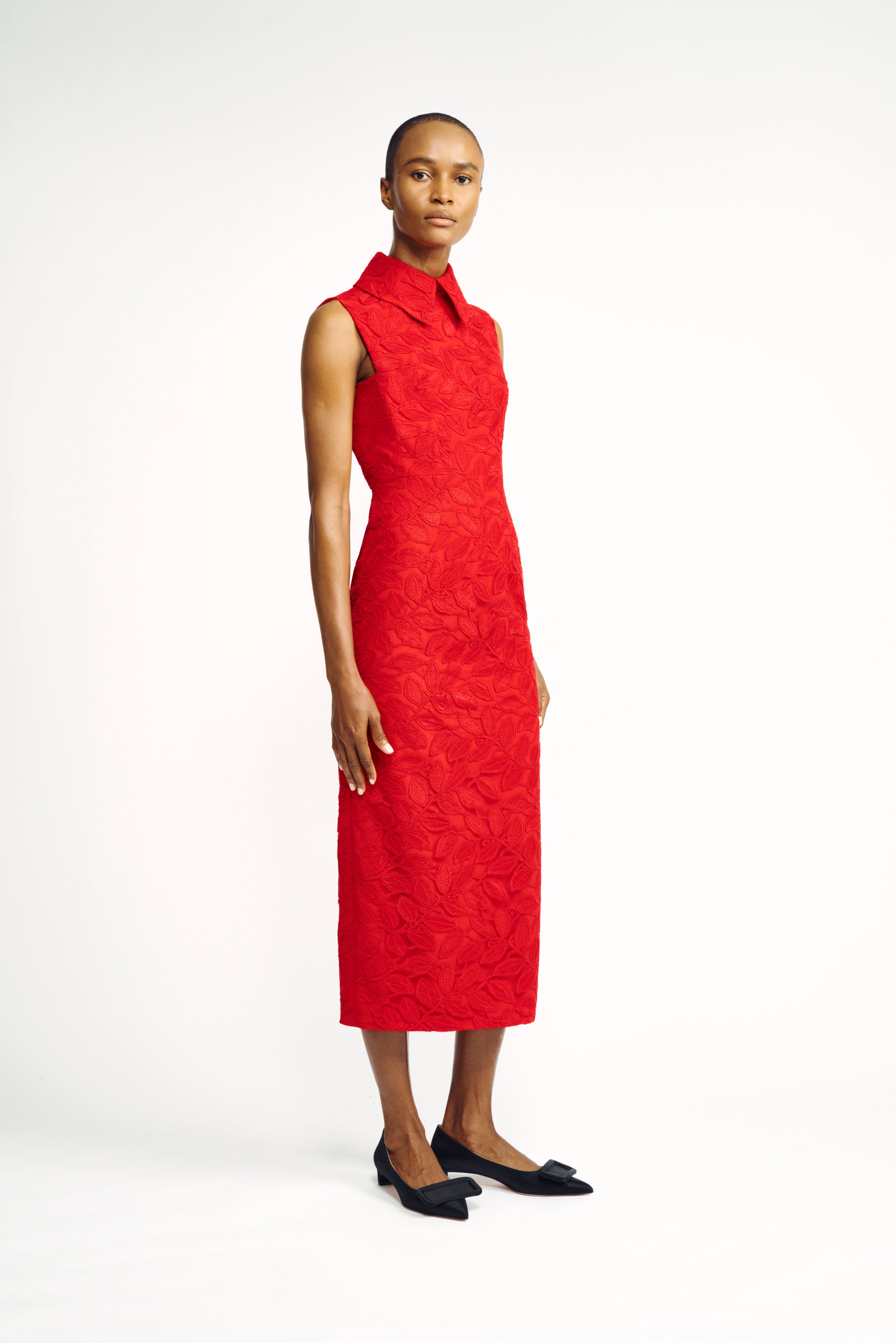 Mason Dress | Red Corded Lace Pencil Dress | Emilia Wickstead