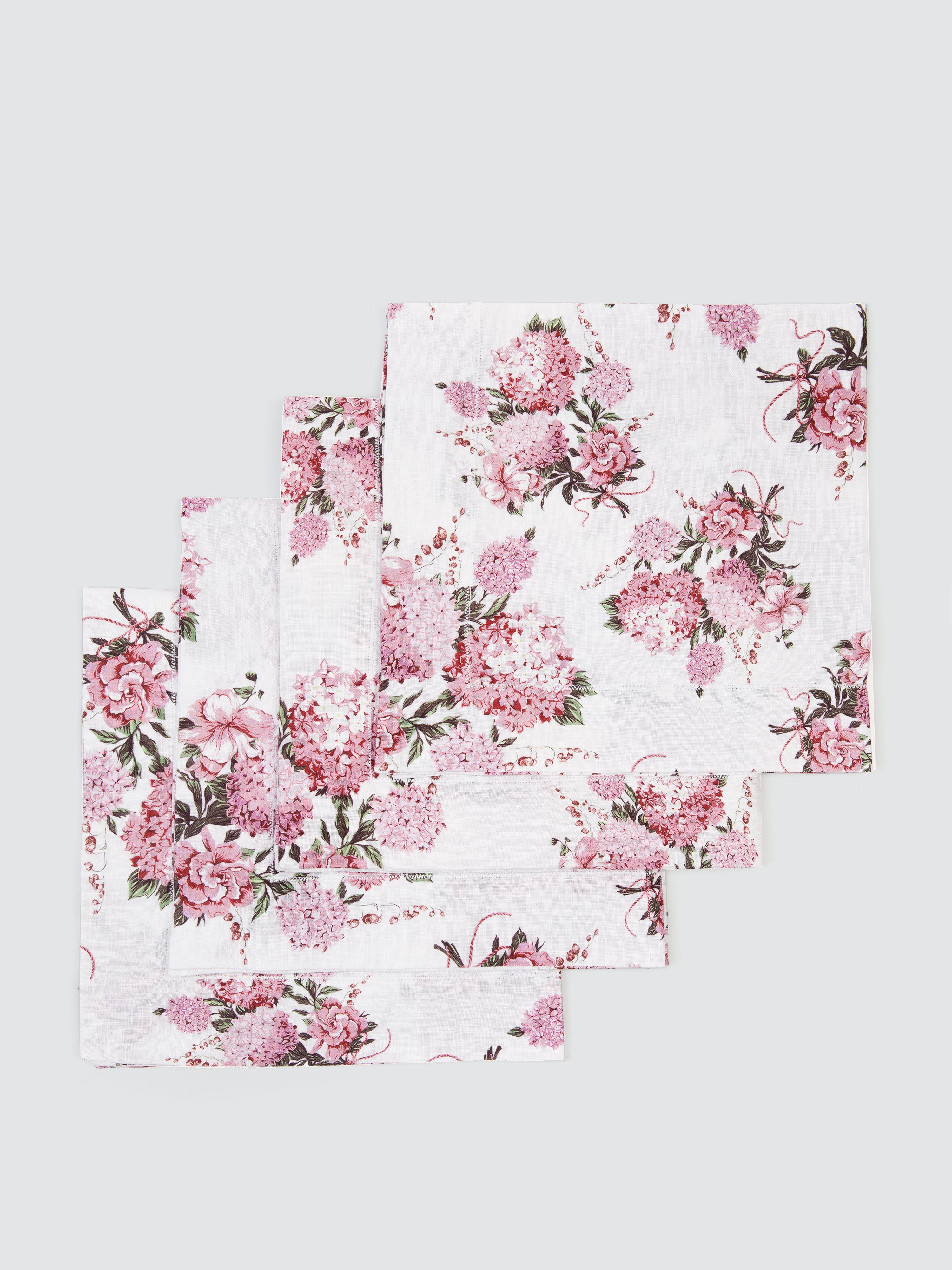 Set Of 4 Printed Napkins | Pink Hydrangeas | Emilia Wickstead